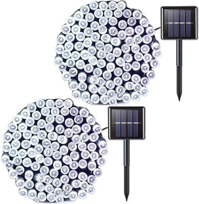 China 110V Cool White LED Outdoor Solar Christmas Tree Lights Green Wire 17ft 300MA for sale