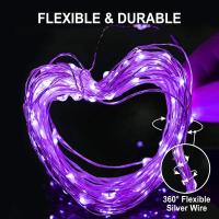 China Transparent Purple LED Christmas Tree Lights Fairy Solar Powered 80m PVC for sale