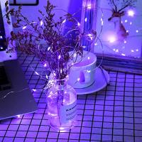 China Transparent Purple LED Christmas Tree Lights Fairy Solar Powered 80m PVC for sale