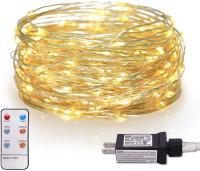China Indoor Fairy LED Remote Control Christmas Lights  DC 3V Yellow 10m Length for sale
