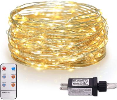 China Indoor Fairy LED Remote Control Christmas Lights  DC 3V Yellow 10m Length for sale