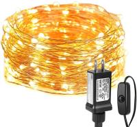 China 4.5V DC Copper Wire Christmas Lights 300 LED Yellow String Lights For Bedroom for sale