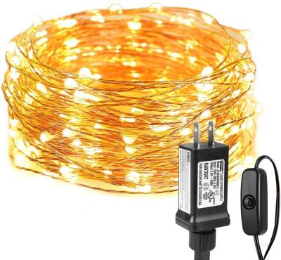 China 4.5V DC Copper Wire Christmas Lights 300 LED Yellow String Lights For Bedroom for sale