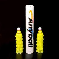 China 12 PACK Yellow White PU Cork Olympic Badminton Shuttlecock For Training for sale