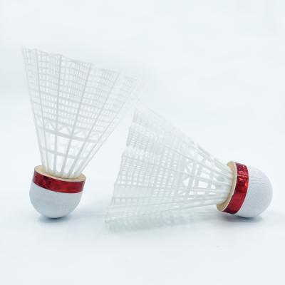 China Plastic Feather Nylon Badminton Shuttlecock White Yellow Super Durable for sale