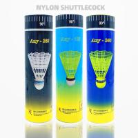 China Plastic Feather Nylon Badminton Shuttlecock White Yellow Super Durable for sale