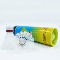 China Plastic Feather Nylon Badminton Shuttlecock White Yellow Super Durable for sale