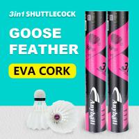 China Eva Cork 3 In 1 Shuttlecock Goose Feather Shuttlecock For Badminton Sports Training for sale