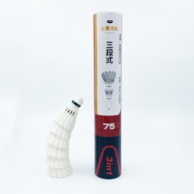 China Class A Duck Feather 3 In 1 Shuttlecock D75 Shuttlecock Badminton Ball For Trainning for sale