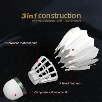 China Hybrid Goose Feather Badminton 3 In 1 Shuttlecock Fiber Cork For Sports Training for sale