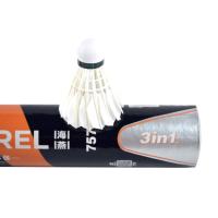 China Pu Cork 3 In 1 Shuttlecock Shuttles Durable Stable Badminton Goose Feather Shuttlecocks for sale