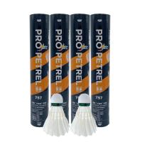 China Pu Cork 3 In 1 Shuttlecock Shuttles Durable Stable Badminton Goose Feather Shuttlecocks for sale