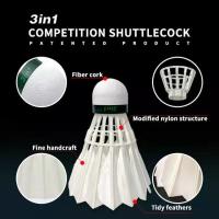 China Stable Durable Nature Goose Feather Hybrid Badminton Shuttlecock With 2 Layer Pu Cork for sale