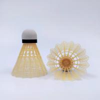 China Outdoor Badminton Shuttle Cock Plastic 12 Pack Fiber Cork Yellow White for sale
