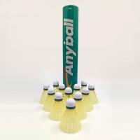 China PU Fiber Cork Plastic Badminton Shuttlecock 12 Pack Yellow White Color for sale