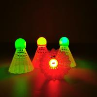 China Lighting Nylon LED Badminton Shuttlecock 4pcs Package White Foamed Cork Nylon Leaf for sale