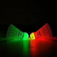 China Lighting Nylon LED Badminton Shuttlecock Green Red Light for sale