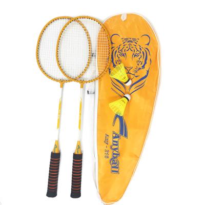 China Green Yellow Portable Badminton Racket Set With Nylon Leaf Shuttlecock 2 Players Shuttlecocks for sale