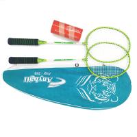 China Green Yellow Portable Badminton Racket Set With Nylon Leaf Shuttlecock 2 Players Shuttlecocks for sale