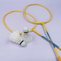 China Durable Badminton Racket Sets Green Yellow Steel Badminton Training Racquet for sale