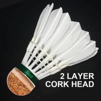 China PU Cork High Speed Shuttlecock 3in1 Good Goose Feather Badminton Shuttlecock for sale