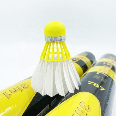 China Hybrid 767 Yellow Shuttlecock Goose Feather Badminton For Training for sale