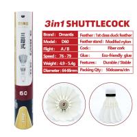 China Class A Duck Goose Feather Birdies 3 In 1 Hybrid Badminton Shuttlecock Indoor for sale