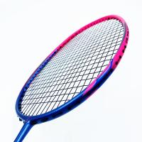 China Full Carton Fiber Blue-pink Badminton Racket With Indurative Rod Anti-slip Handle for Exercise for sale