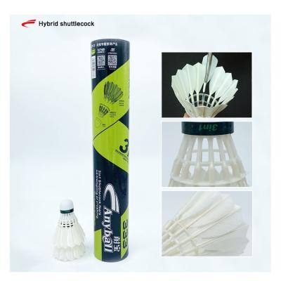 China Anyball 3in1 Badminton Shuttlecock Straight Duck Feather Durable Ball Joint for sale
