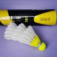 China Feather 3in1 Products Professional Badminton Shuttlecock Easy to See Durable Stable Hybrid Shuttlecocks for sale