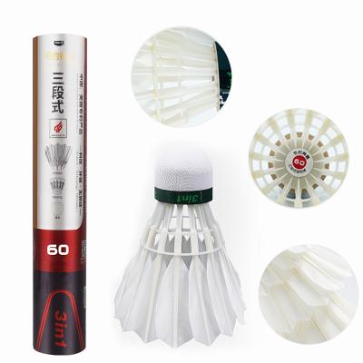China High Quality Duck Feather Top Grade Badminton Shuttlecock with Fiber Cork D60 for sale