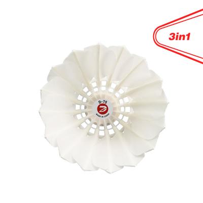 China Professional Usage Badminton Shuttlecock Dmantis D75 Model High Level 3in1 Shuttlecock Duck Feather for sale