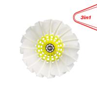 China Yellow Color Hybrid Shuttlecock Flex Goose Feather 3in1 Shuttlecock Badminton for sale