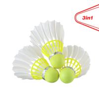 China Yellow Color Hybrid Shuttlecock Flex Goose Feather 3in1 Shuttlecock Badminton for sale