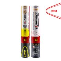 China Yellow Color Hybrid Shuttlecock Flex Goose Feather 3in1 Shuttlecock Badminton for sale