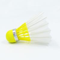 China Goose Feather Shuttlecocks Yellow Cork Eye Catching Hybrid Shuttlecocks Badminton for sale