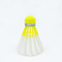 China Goose Feather Shuttlecocks Yellow Cork Eye Catching Hybrid Shuttlecocks Badminton for sale