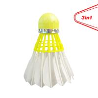 China Yellow Cork 3in1 Badminton Shuttlecock Nature Goose Feather Durable Badminton for sale