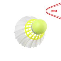 China Yellow Cork 3in1 Badminton Shuttlecock Nature Goose Feather Durable Badminton for sale