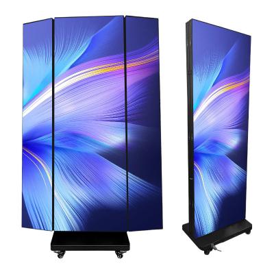China Double Side Led dispaly 3 Foldable Poster LED Display Standing Advertising Screen for sale