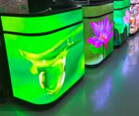 China Cabinet table display  Elliptical edge Curved led display table for sale