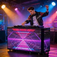 China LED DJ BOOTH,Six Folding Tavolo Dj Table Facade Led Display Screen for sale