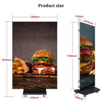 China Tri-fold LED Poster Display | Dual-Sided Foldable LED Standing Signage for sale