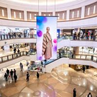China HSCXLED Full color HD Digital Signage Window Led Video Display Dual LED Screen Double Side ultra Thin Design Hanging Display for sale