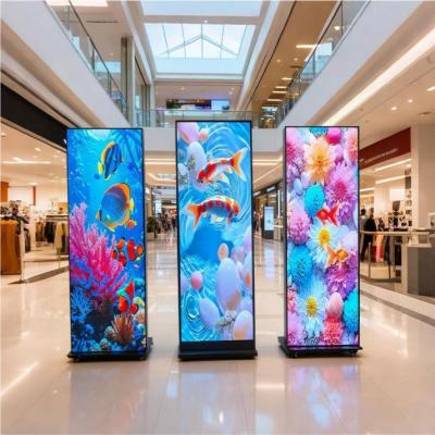 China Led Advertising Digital P2.5 P1.5 P1.2 GOB Folding Indoor Double Sided Three Led Tri Fold Poster Foldable Led Screen for sale