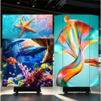China HSCXLED Led Advertising Digital P2.5 P1.86 GOB Folding Indoor Double Sided Three Led Tri Fold Poster Foldable Led Screen Display for sale