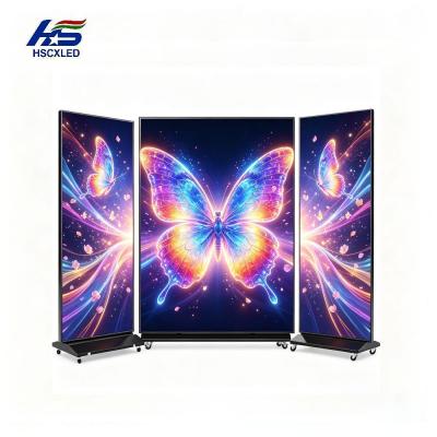 China HSCXLED Foldable P2.5 GOB Poster LED Screen Stand LED Display Double-sided Led Poster Screen for Shopping Mall for sale