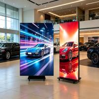 China HSCXLED Tri-Fold LED Poster Display Foldable LED Advertising Screen for Indoor Commercial Use for sale