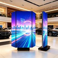 China HSCXLED Tri-Fold LED Poster Display Foldable LED Advertising Screen for Indoor Commercial Use for sale