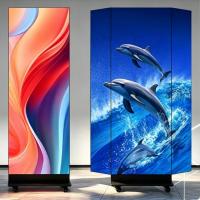 China HSCXLED Tri-Fold LED Poster Display Foldable LED Advertising Screen for Indoor Commercial Use for sale